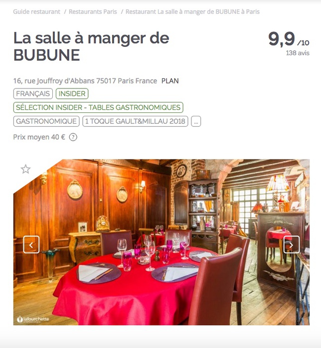 La salle à manger de Bubune